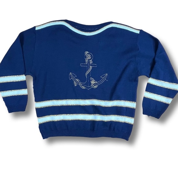 Sweaters | Vintage 9s Nautical Anchor Baggy Knit Swester | Poshmark